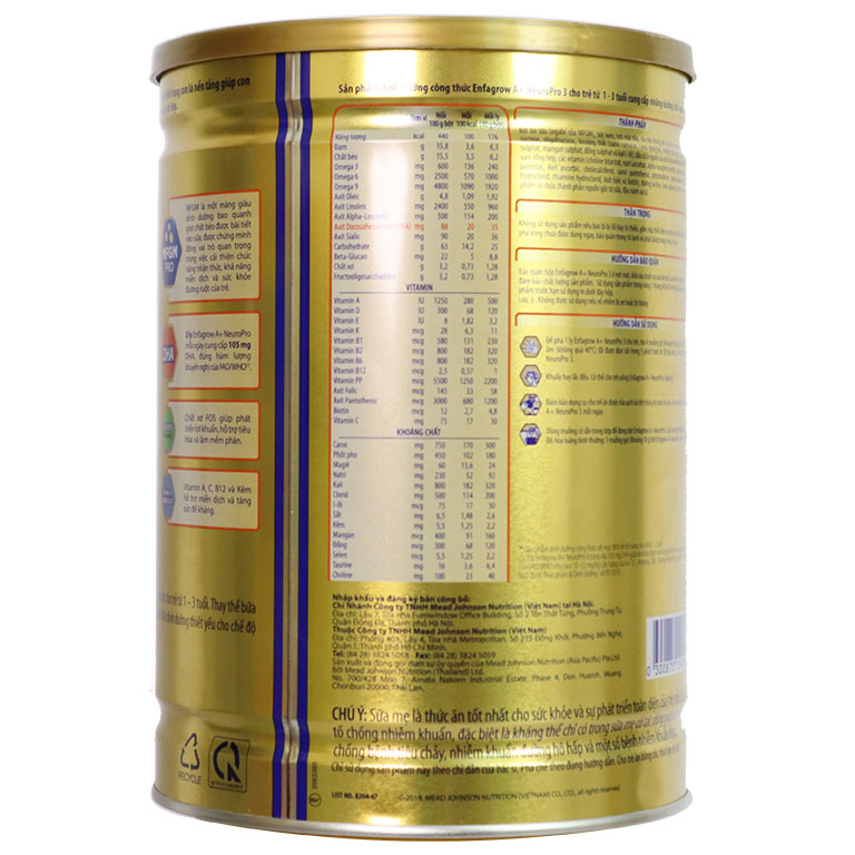 Sữa Enfagrow A+ 3 DHA + MFGM Pro 1,8kg (1 - 3 tuổi) - Giá Rẻ Nhất!