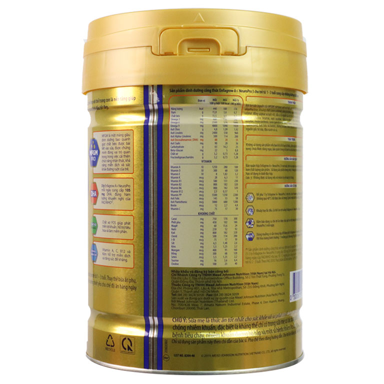 Sữa Enfagrow A+ 3 MFGM Pro & DHA 830G (1-3 tuổi)