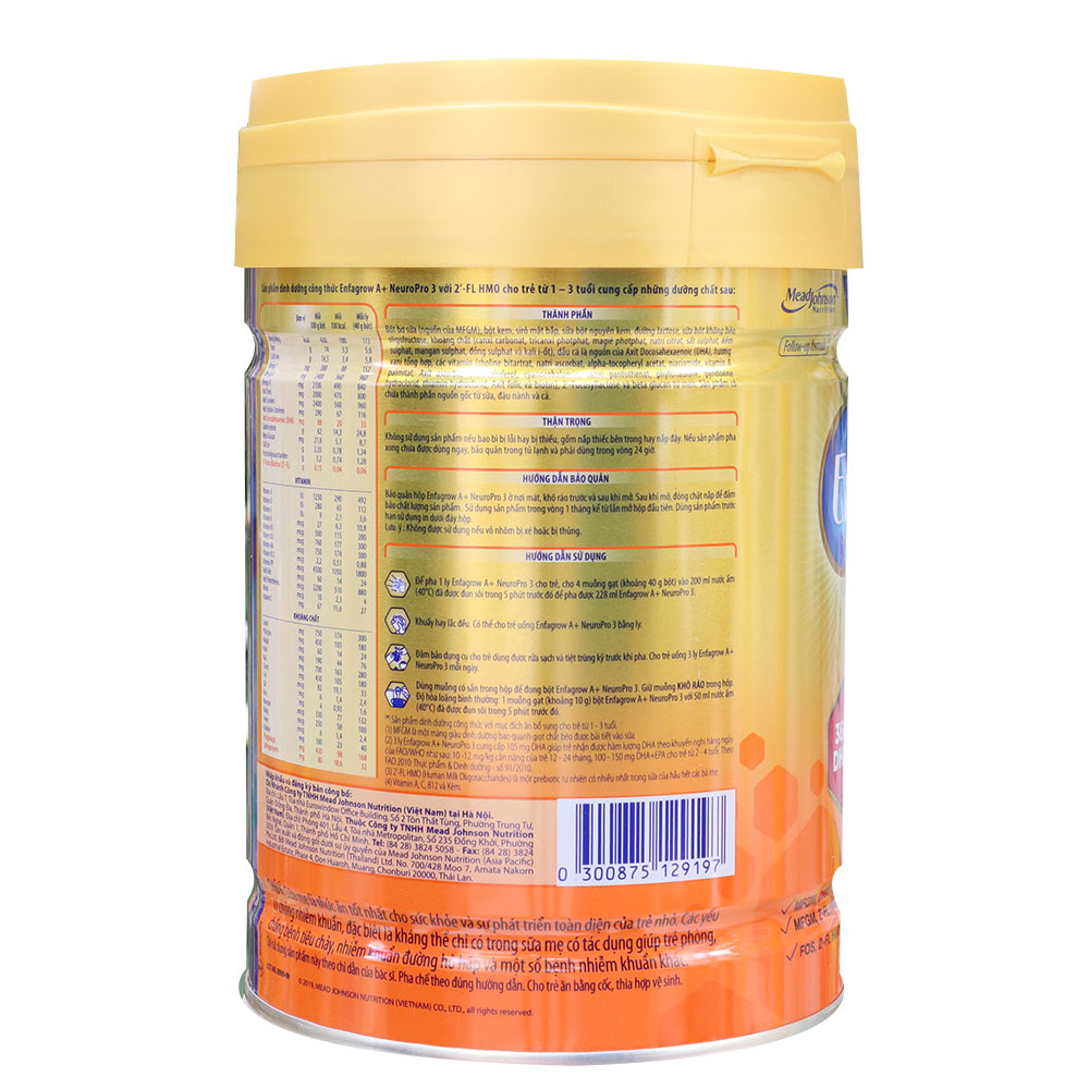Sữa Enfagrow A+ 3 MFGM Pro & DHA 830G (1-3 tuổi)